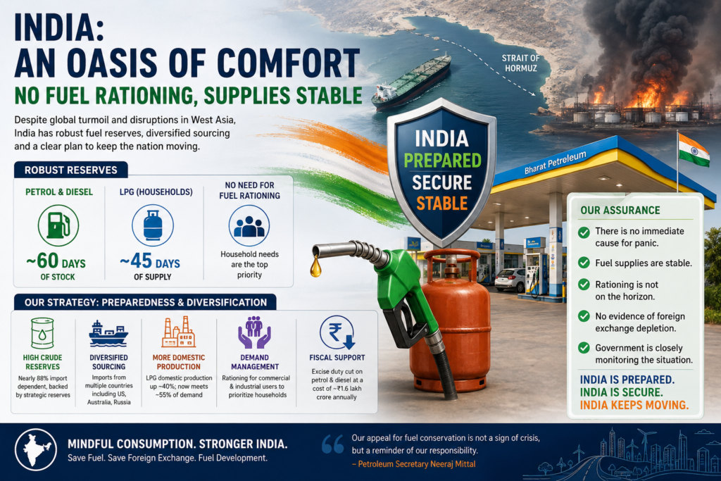 India assures fuel security amid West Asia crisis, says no rationing needed